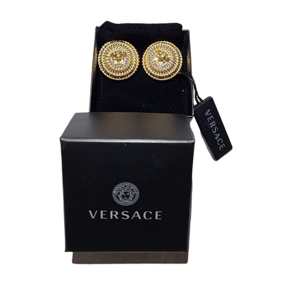 Versace | Jewelry | Versace Earrings Medusa Two Tone Gold And Silver ...